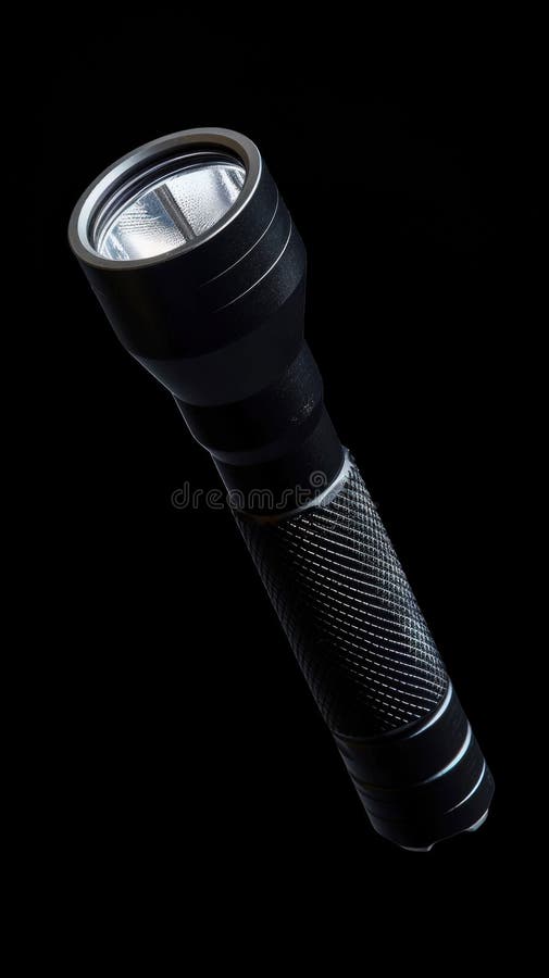 Black Flashlight Illuminated in the Dark. Generative Ai Stock ...