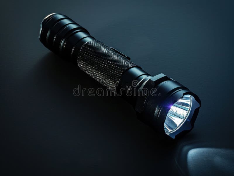 Black Flashlight Illuminated in the Dark. Generative Ai Stock ...