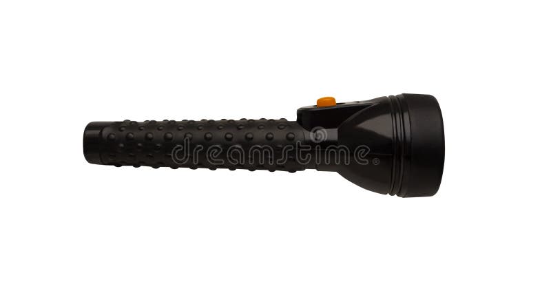 Black Flashlight Isolated on White Background Stock Photo - Image of ...