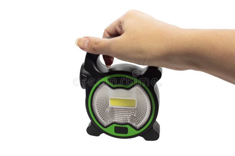 Black Flashlight Isolated on White Background. Black Battery-powered ...