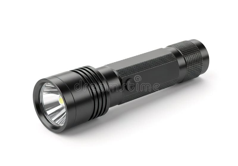 A Black Flashlight with a White Label on the Side Ai Generated Stock ...