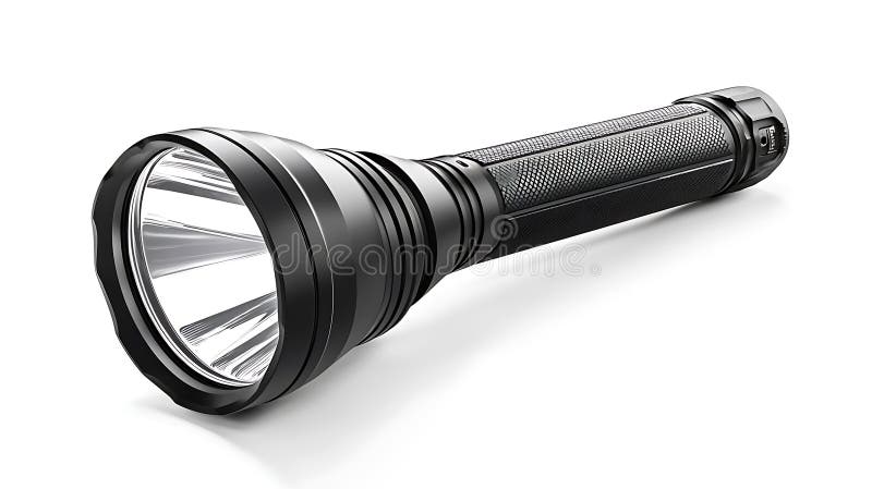 A Black Flashlight with a White Lens Stock Illustration - Illustration ...