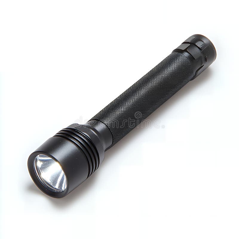 Black Flashlight with a White Light Beam Stock Illustration ...