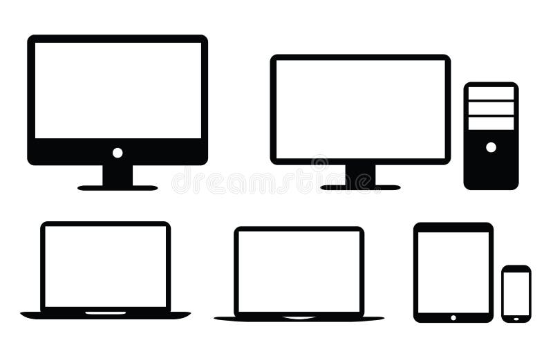 Computer Vector Icons Set. EPS 10. Stock Vector - Illustration of ...