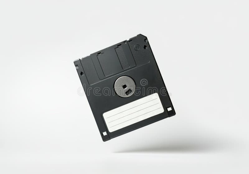 A Floating Old-school Floppy Disk with a Handwritten Label, Isolated on ...