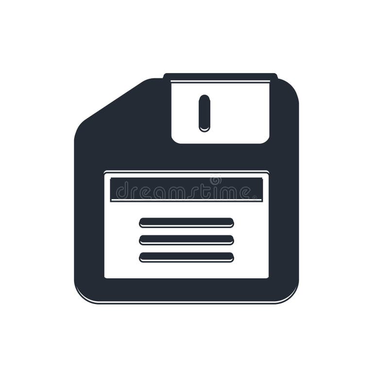 Black Floppy Disk for Computer Data Storage Icon Isolated on White ...
