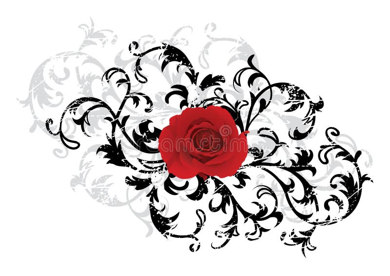 Valentine Red Roses and Lace Swirl Stock Vector - Illustration of fleur ...