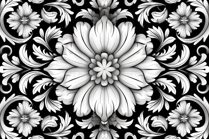Black Floral Design Black Background Stock Photo - Image of simplicity ...