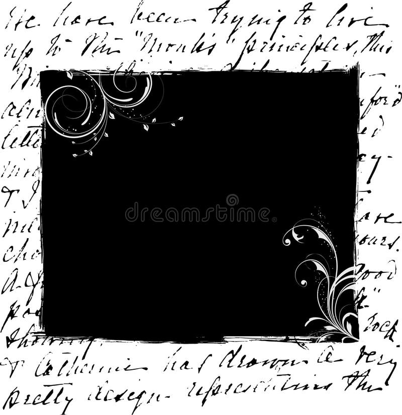 Black Floral Frame on Writing Patterns Stock Illustration ...