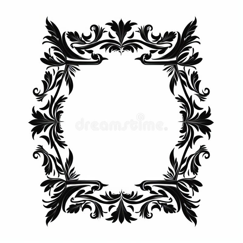 Black Floral Motif Decorative Frame: Tasteful Rococo Decadence Stock ...