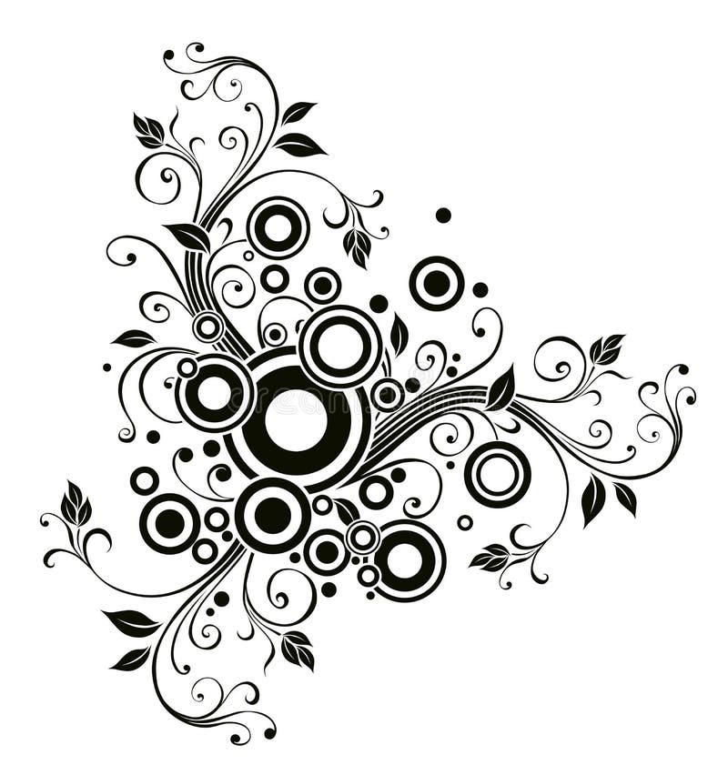 Black flower pattern stock illustration. Illustration of curls - 13121200