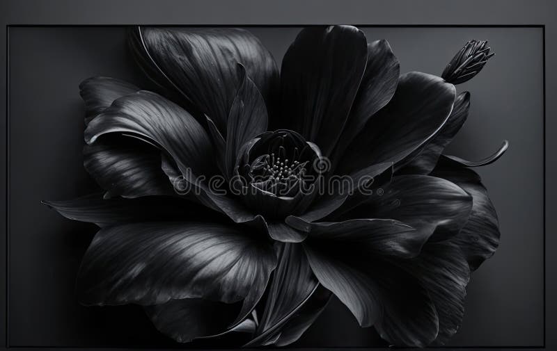 Black Flower in a Frame on a Dark Background Stock Illustration ...