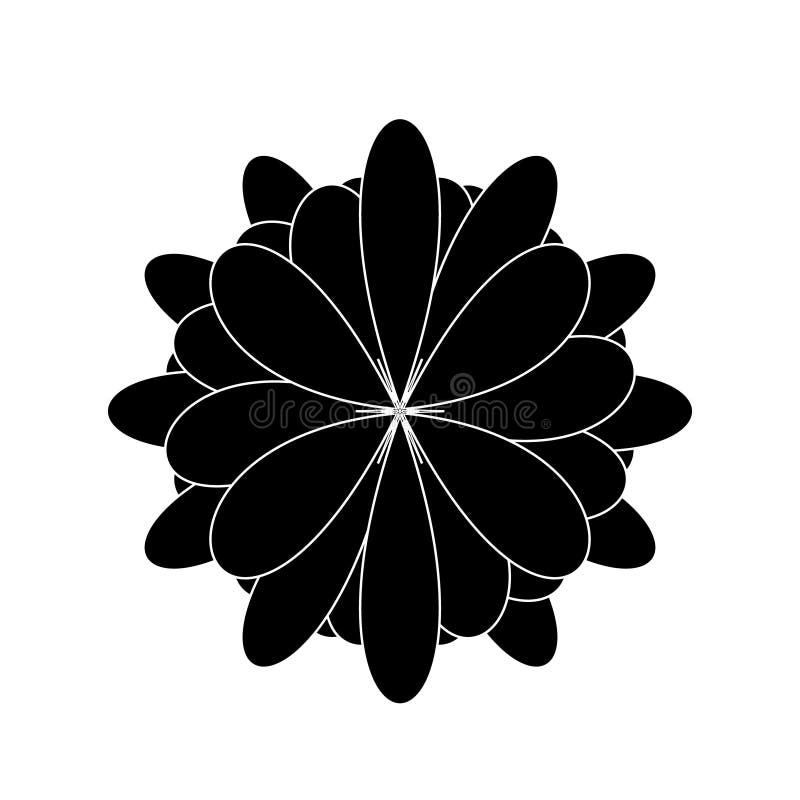 Black Flower with Long Petals on a White Background Stock Vector ...