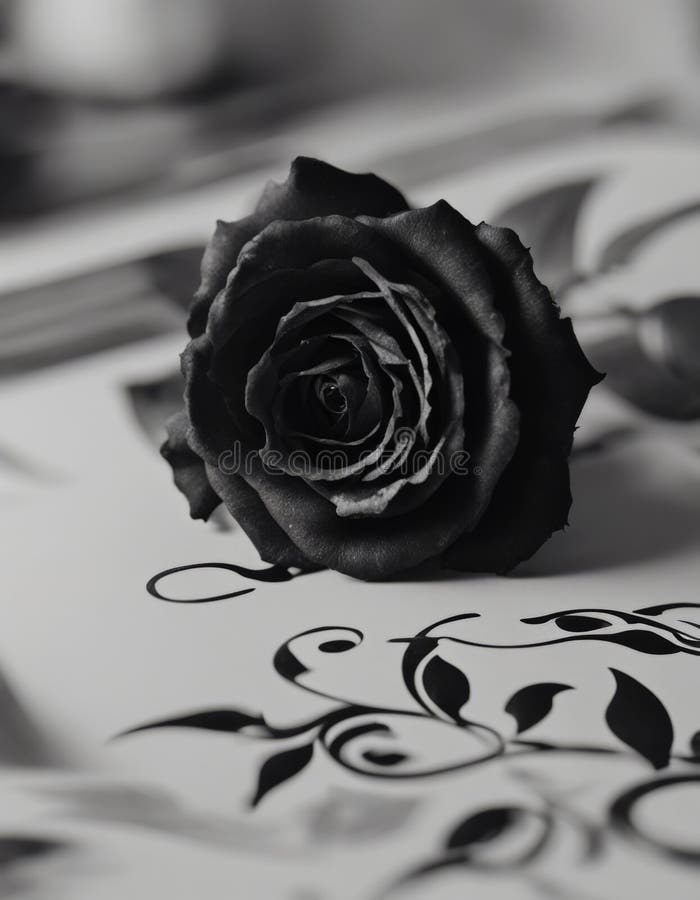 Black Flower Underline Rose Calligraphy Flourish Stock Illustration ...