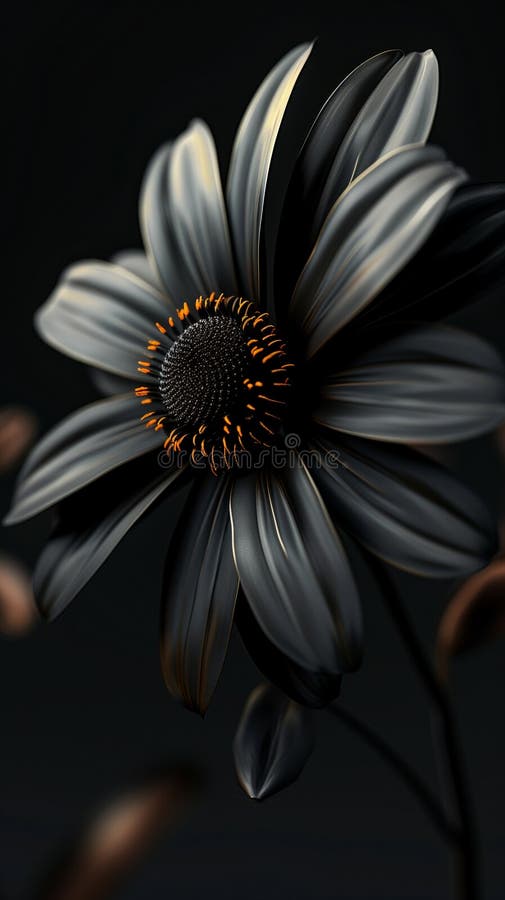 Black Flowers on Dark Simple Gradient Background Stock Illustration ...