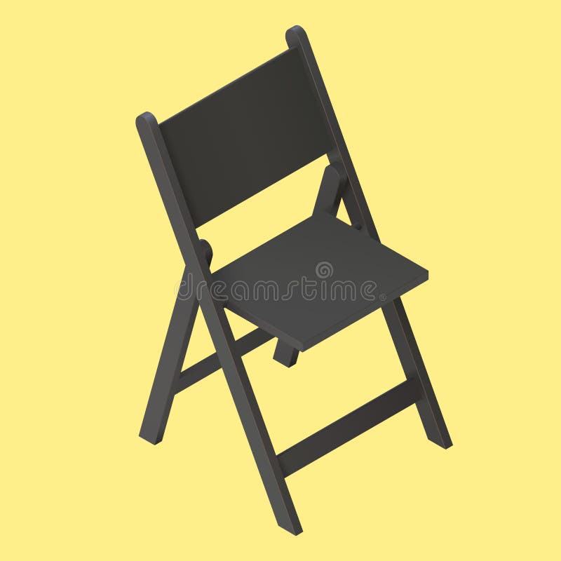 Black Foldable Isometric Stool Realistic Vector Illustration Icon Stock ...