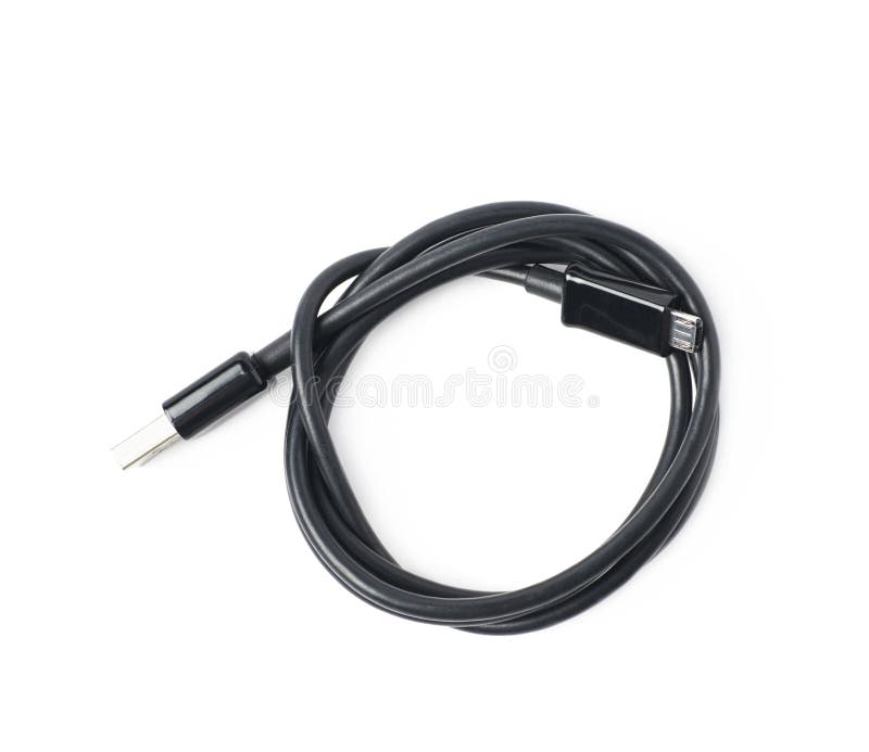 Black Folded USB Cable Isolated Stock Image - Image of business, port ...