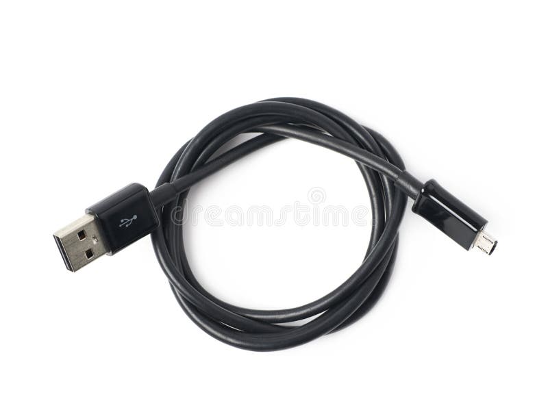Black Folded USB Cable Isolated Stock Photo - Image of black, color ...