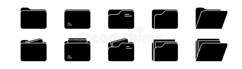 Black Folder Icon. Computer Document. File Icon in Folder. Open Folder ...