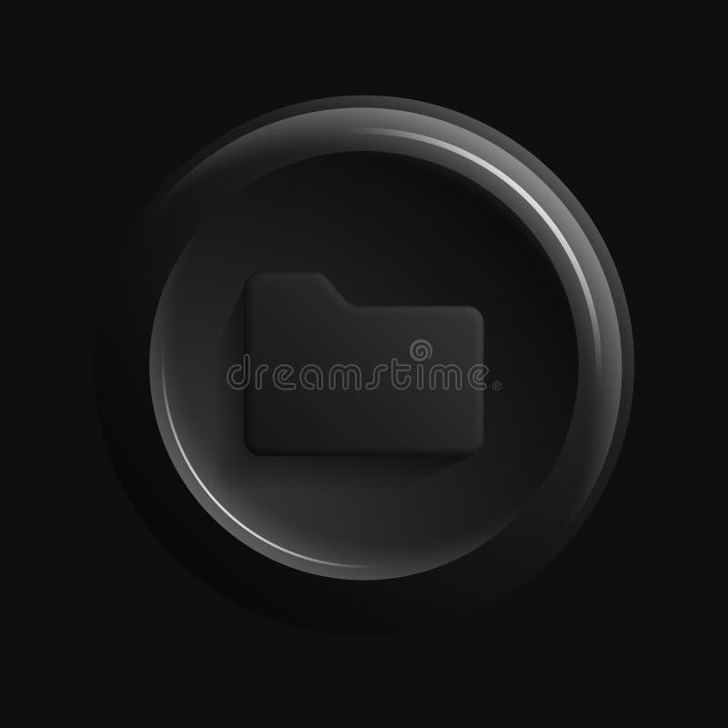 Black Folder Icon. 3d File Manager Button Stock Vector - Illustration ...
