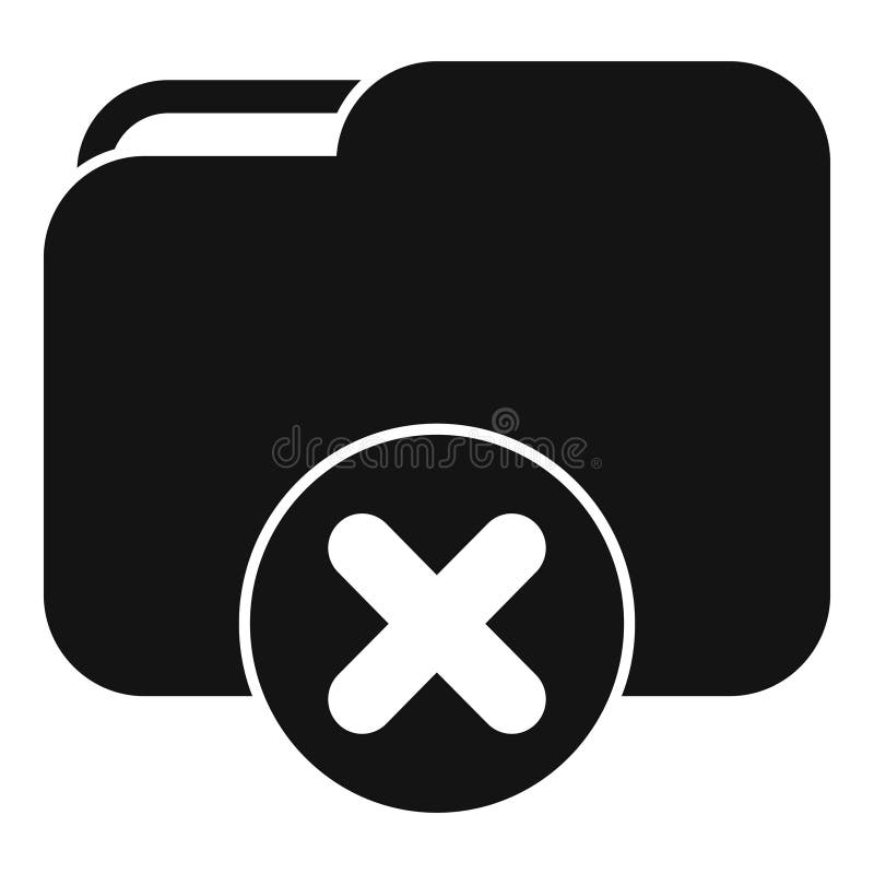 Black Folder Icon with Delete Cross Mark Showing Data Loss Stock ...