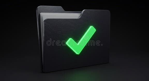 A Black Folder Icon Featuring a Prominent Green Checkmark on Its Front ...