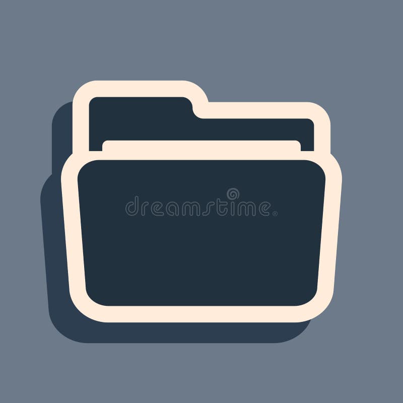 Black Folder Icon Isolated on Grey Background. Long Shadow Style Stock ...