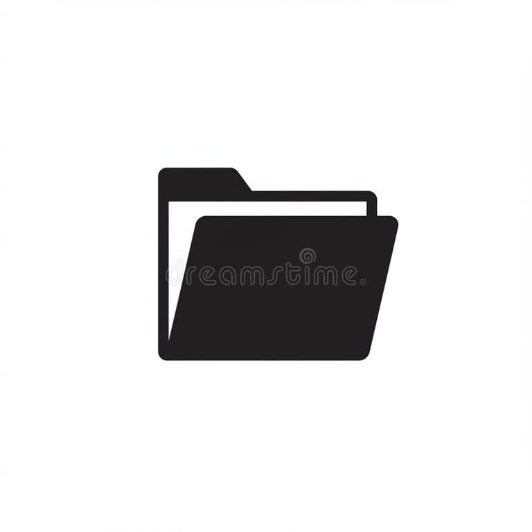 Black Folder Icon with a Minimalist Design, Featuring a Simple ...