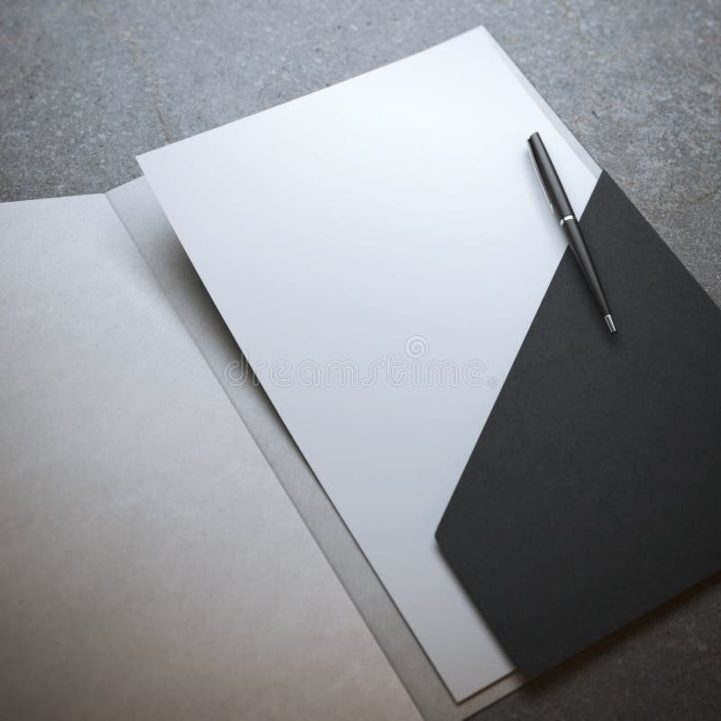 Black Folder with Paper Texture Stock Image - Image of white, empty ...