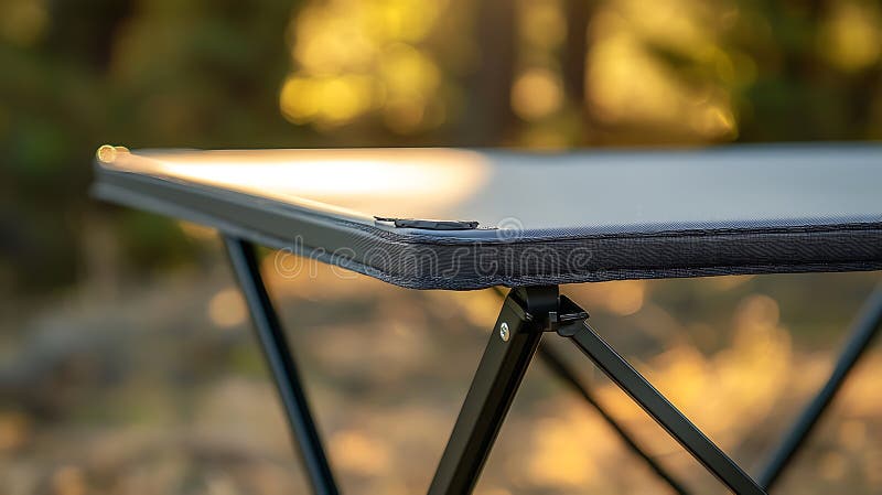 A Black Folding Table with a Black Top and a Black Handle Stock ...