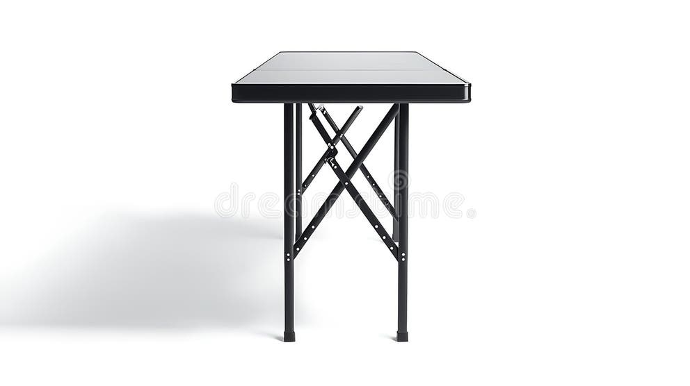 A Black Folding Table with a White Background Stock Photo - Image of ...
