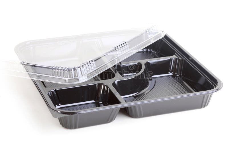 Black Food Plastic Container Stock Photo - Image of packaging ...