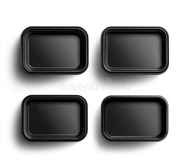 A Black Food Tray Box. Mockup of an Empty Container Package for Product ...
