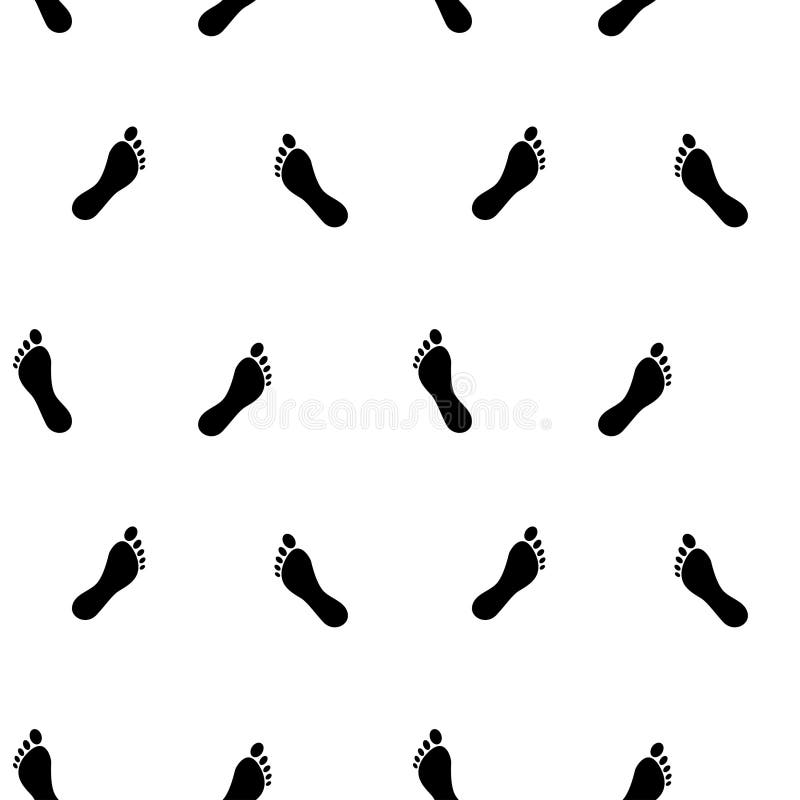 Black Footprints Leg Vector Seamless Pattern. Step, Footstep Stock ...