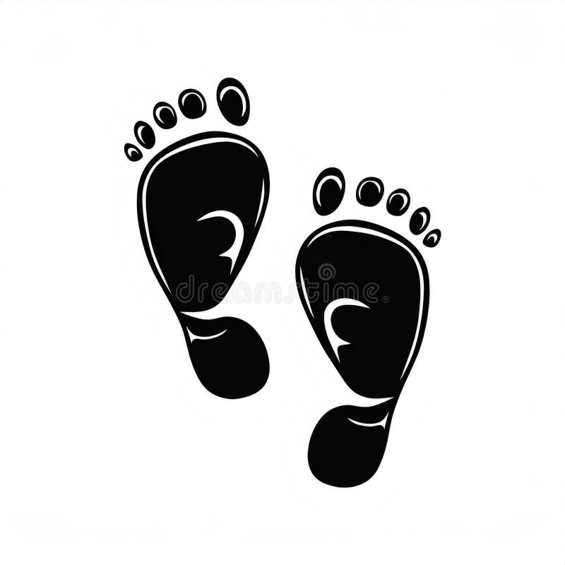 Stylized Black Footprints Representing Human Feet Walking, Isolated on ...