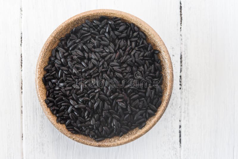Uncooked Black Forbidden Heirloom Rice in a Bowl Stock Image - Image of ...