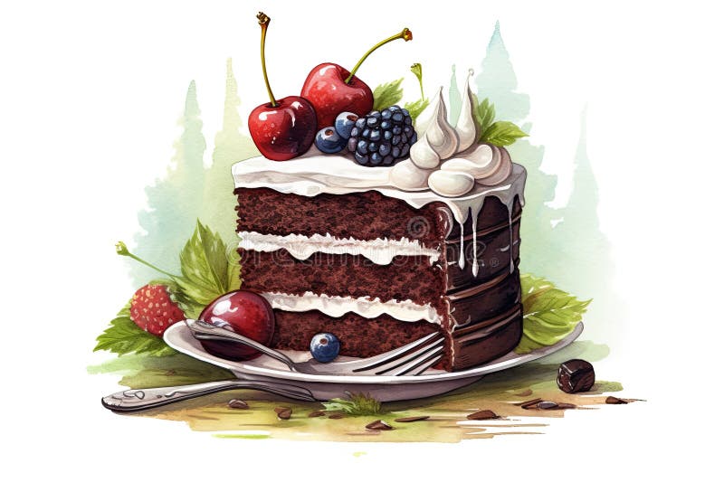 Black Forest Cake Illustration Stock Illustrations – 375 Black Forest ...