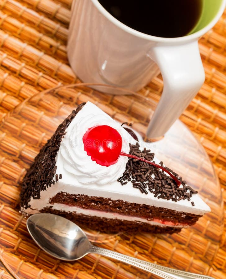 Black Forest Cake Represents Coffee Break and Cafe Stock Photo - Image ...