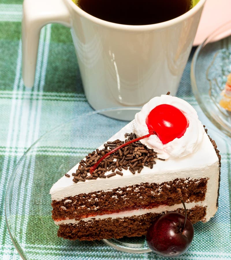 Black Forest Cake Represents Coffee Break and Cafe Stock Photo - Image ...