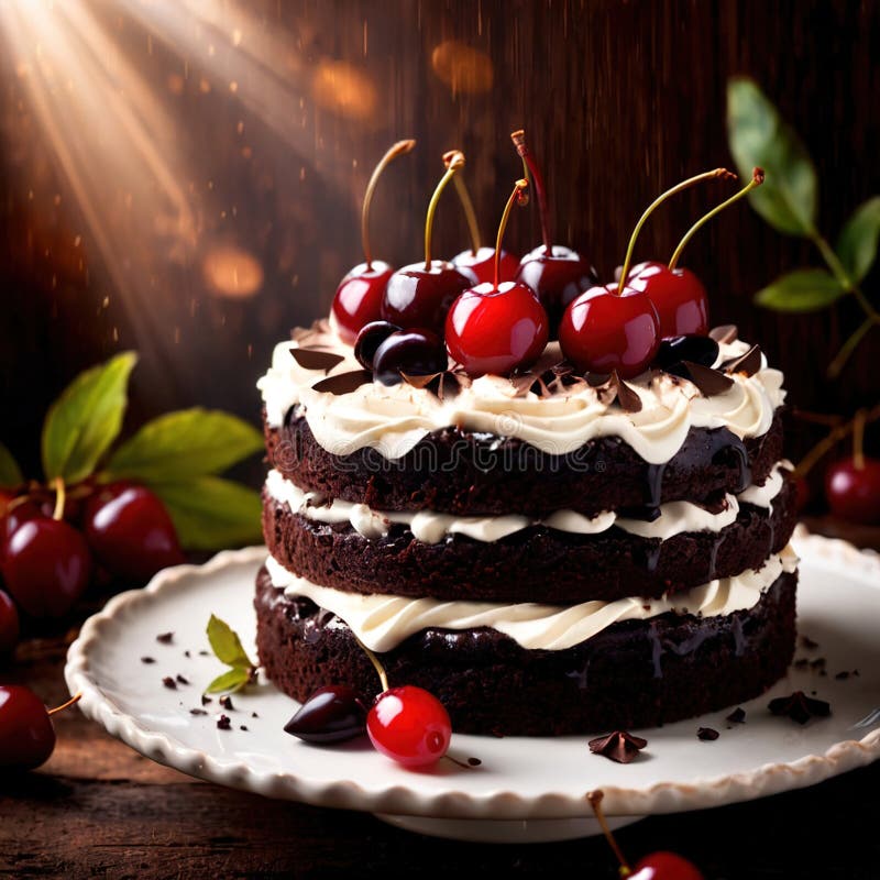 Black Forest Cake , Traditional Popular Sweet Dessert Cake Stock ...