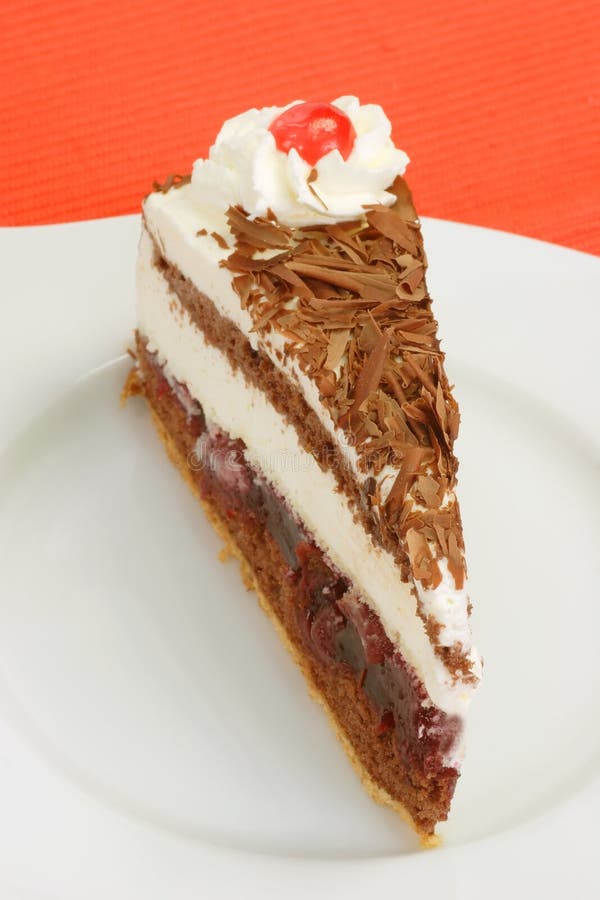 Black Forest gateau cake stock image. Image of cream, plate - 7348809