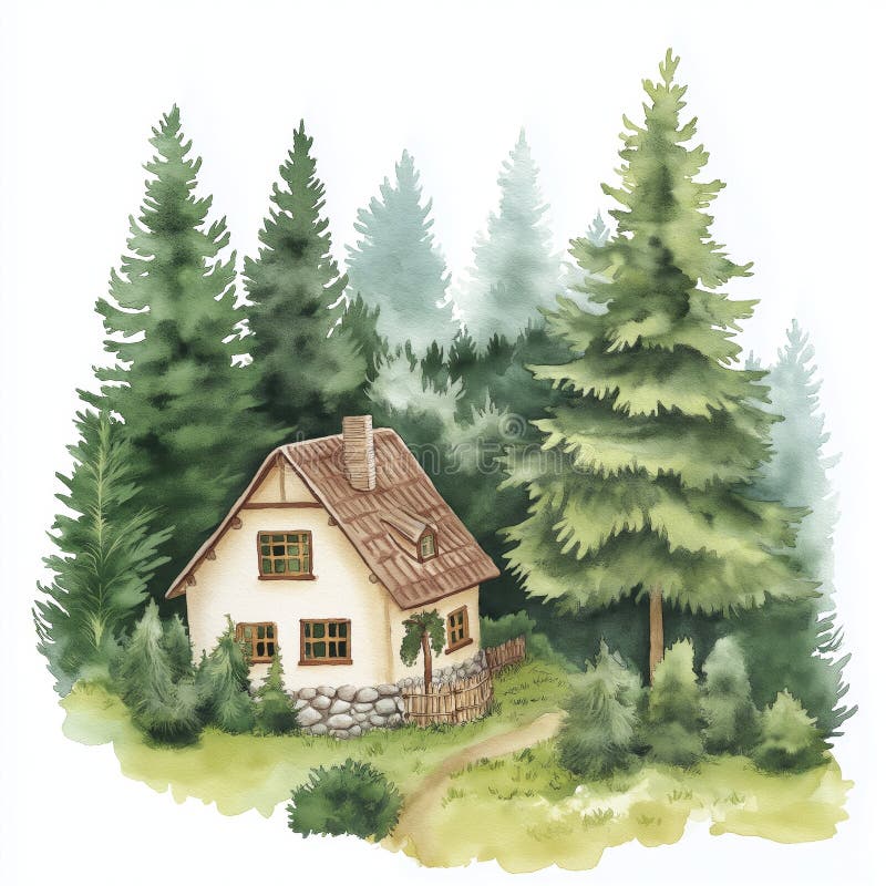 Black Forest. Black Forest Hand Drawn Watercolor Illustration Stock ...