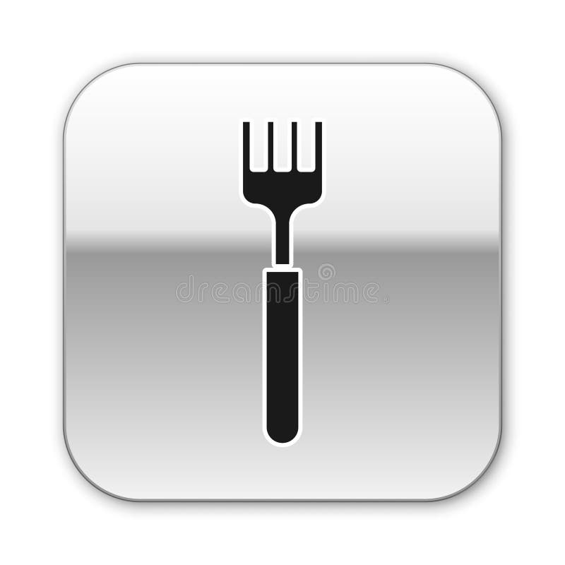 Black Fork Icon Isolated on White Background. Cutlery Symbol. Silver ...
