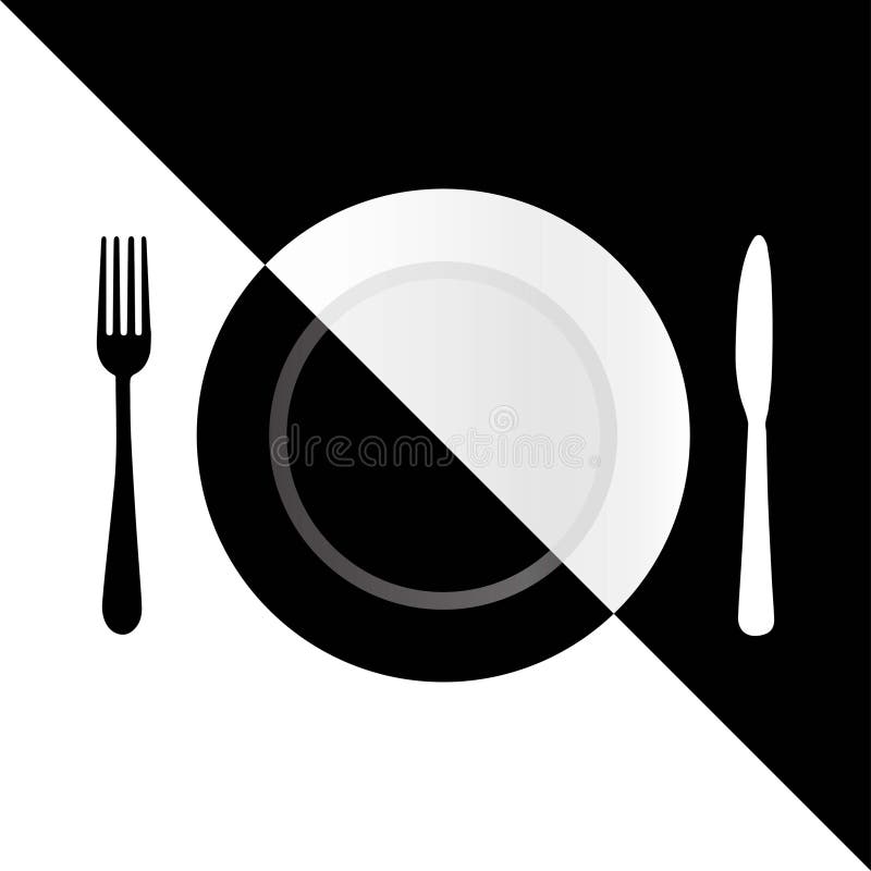 Black Fork, White Knife and Half Black and Half White Plate Stock ...