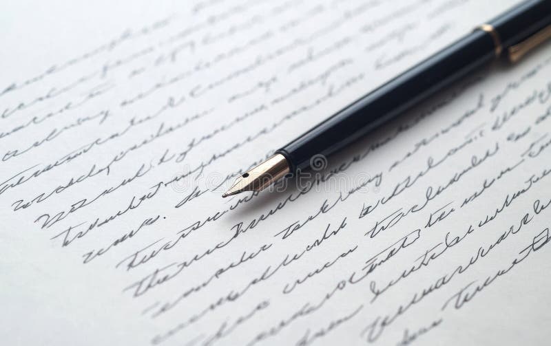 Black Fountain Pen on Handwritten Notepaper Stock Illustration ...