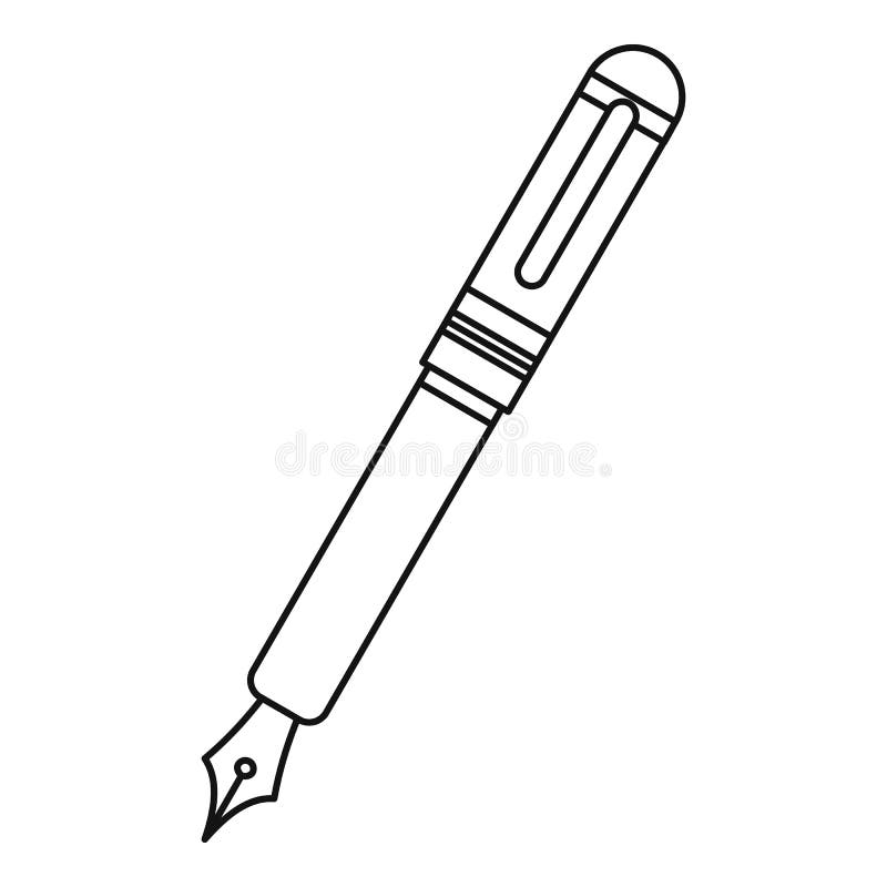 Black Fountain Pen Icon Outline Stock Vector - Illustration of drawing ...