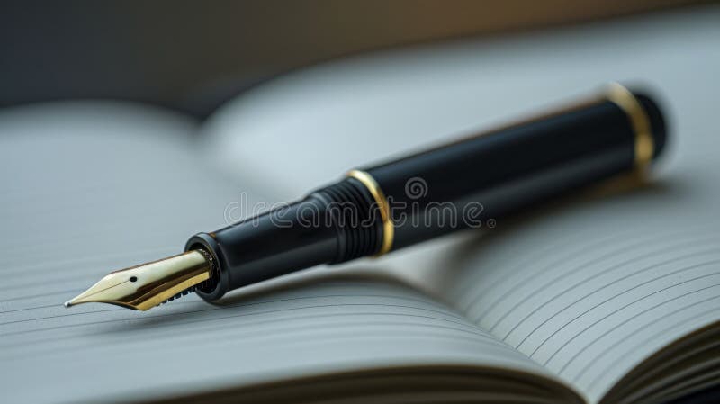 Black Fountain Pen Open Notebook Lined Pages Stock Photos - Free ...