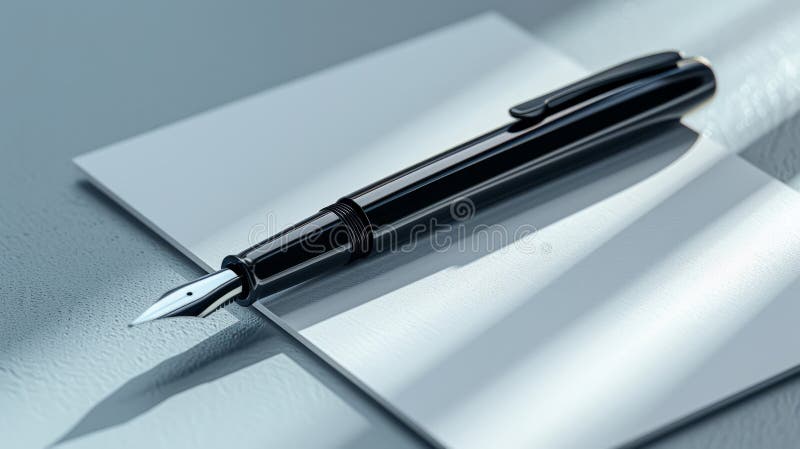 A Black Fountain Pen Resting on a Piece of Paper in the Sunlight. Stock ...