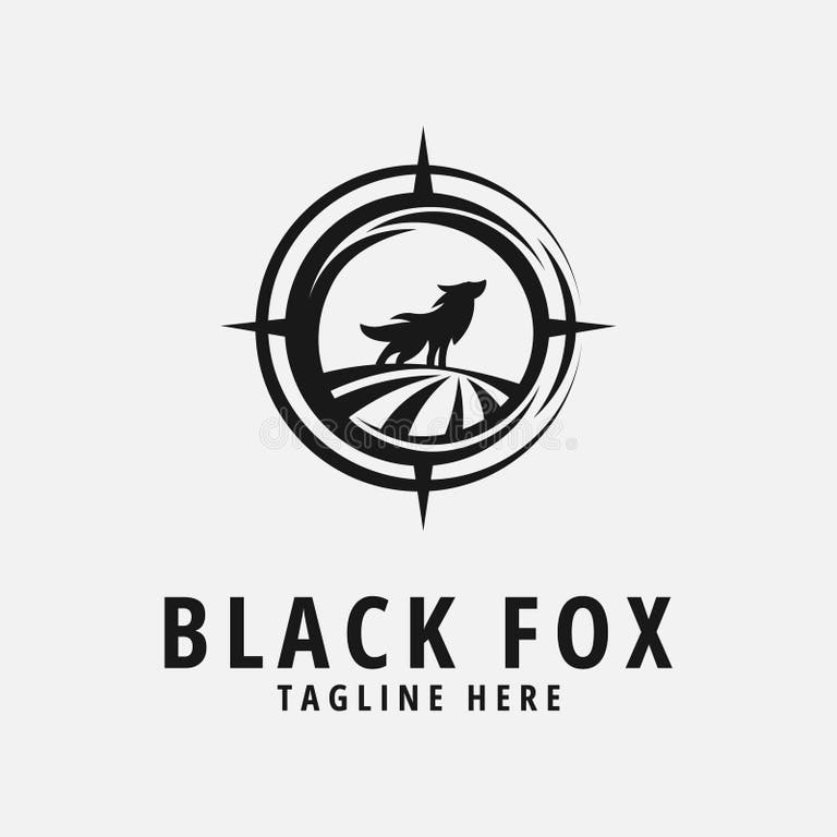 Black Fox Logo Design Inspiration with Compass Illustration Stock ...