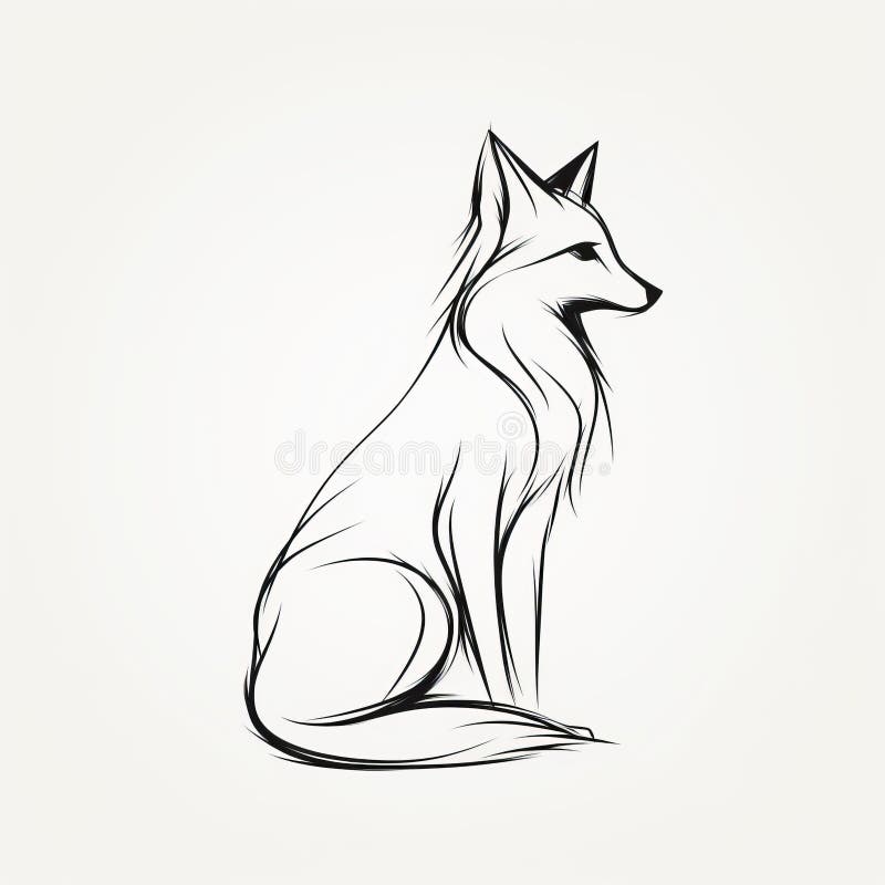 Minimalist Fox Silhouette Drawing on White Background Stock ...